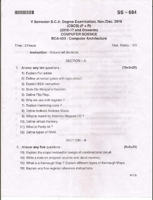 Bangalore University b.c.a. Bca-503 : Computer Architecture November ...