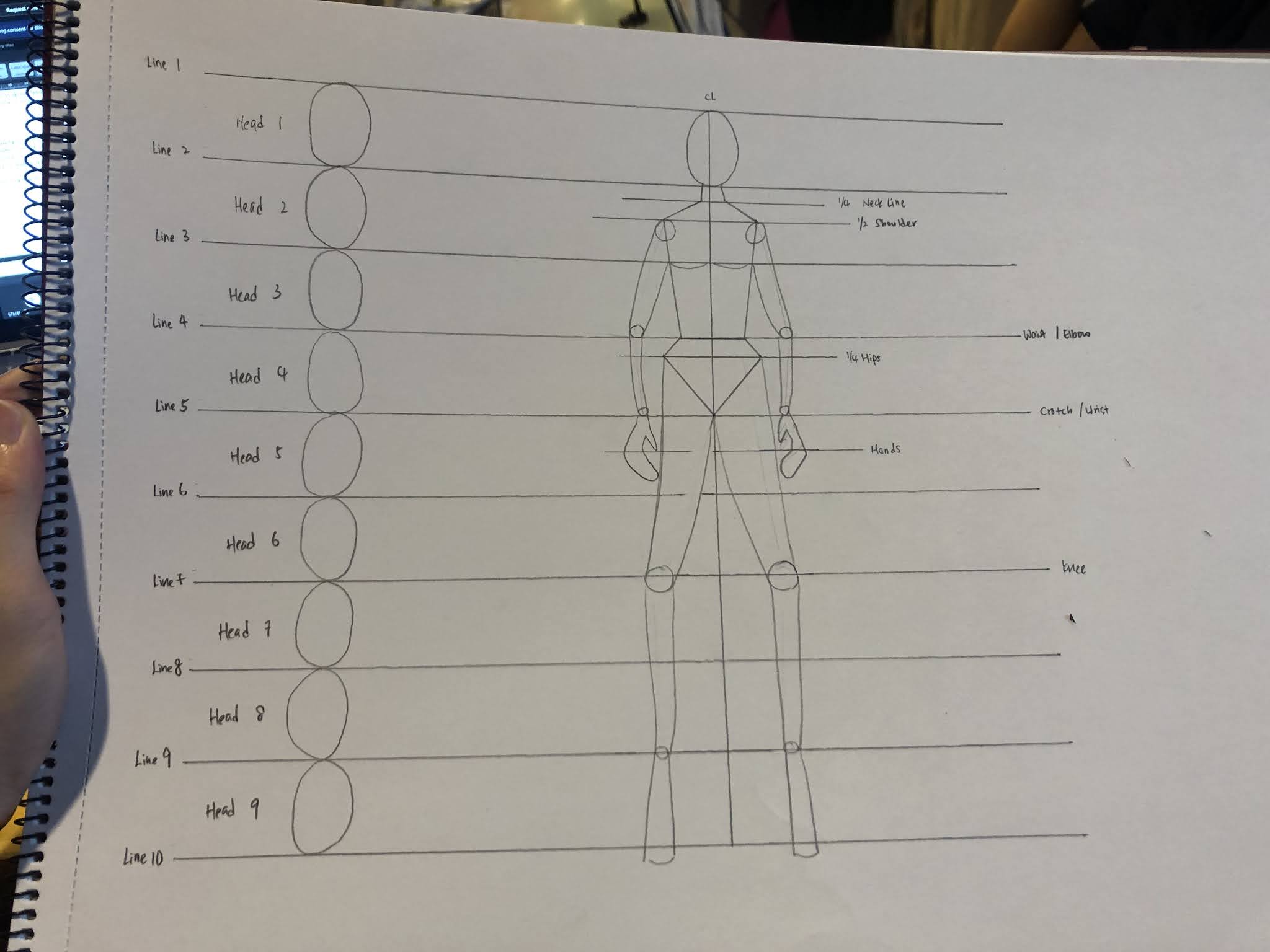 Exercise 1 - 9 Heads Figure Drawing