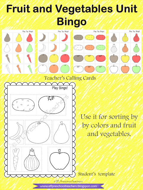ESL/EFL Preschool Teachers: Fruit and Vegetables Theme book and games ...