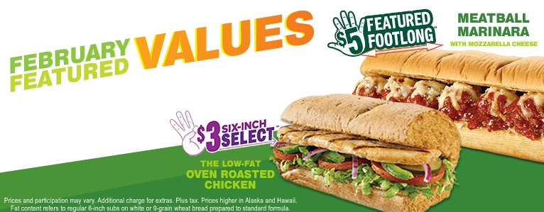 News: Subway - February 2014 Featured $5 Footlong