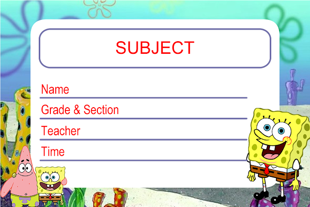 Editable Subject Label Spongebob Character - Printable PNG Frames ...