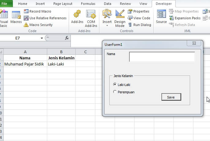 User Form Dalam VBA Excel