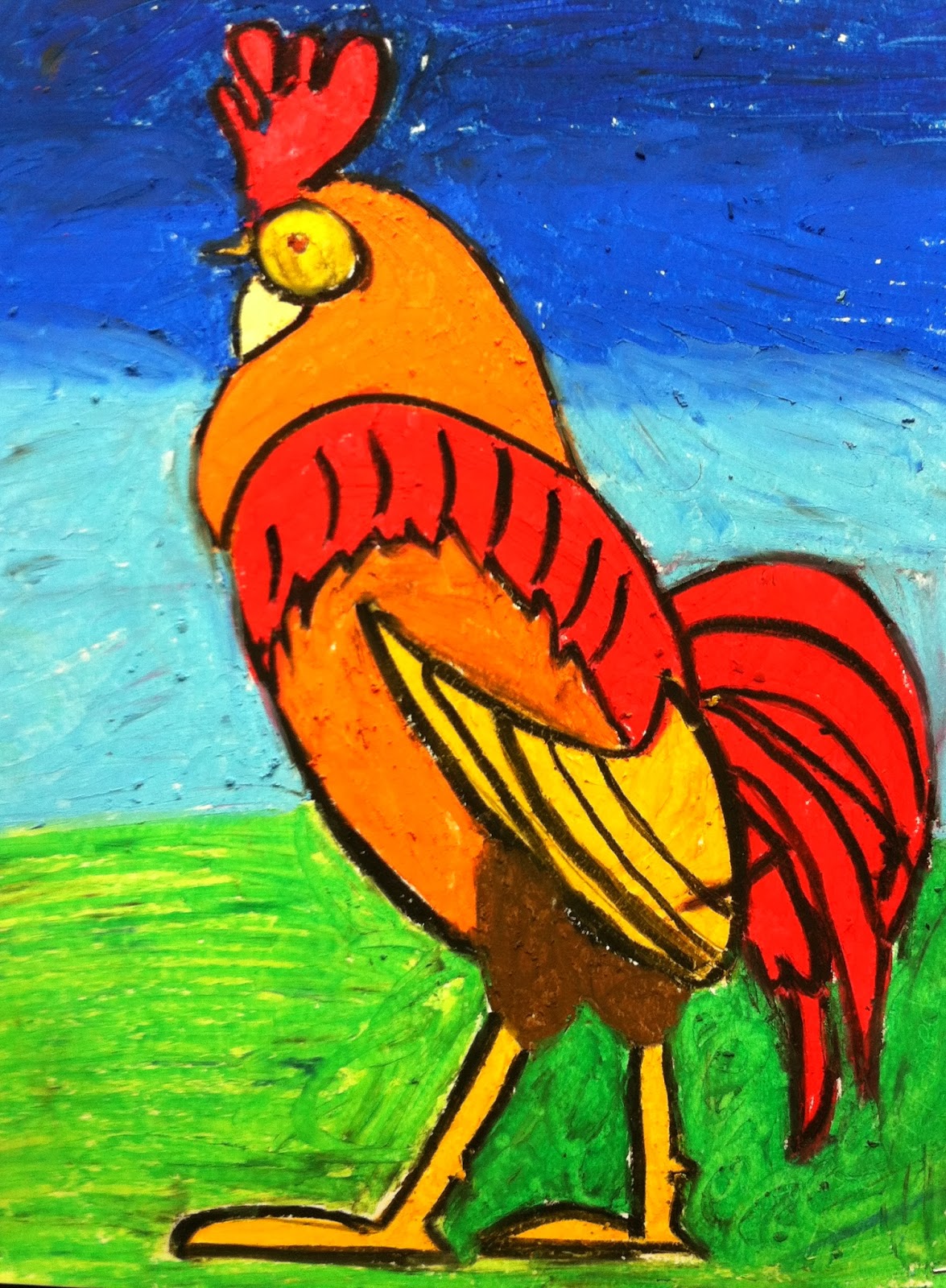 Mrs. Wille's Art Room: Picasso inspired oil pastel rooster drawings
