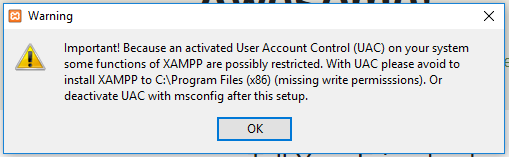 Xampp Warning! File permission Issue. Important! Because an activated ... Xampp Warning! File permission Issue. Important! Because an activated ...