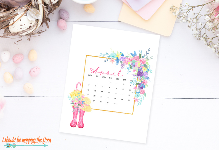 Free April Calendar Printable | i should be mopping the floor
