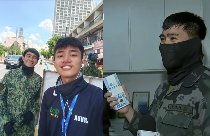 Good Samaritan cop receives Php100k after giving $100 to working student