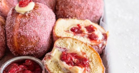 Roasted Strawberry Brioche Doughnuts with Vanilla Bean Pastry Cream - Asian Food Mom