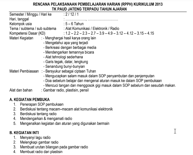 RPPH RKH TK B Minggu 9-17 Semester 2 - File RPP Kurikulum 2013