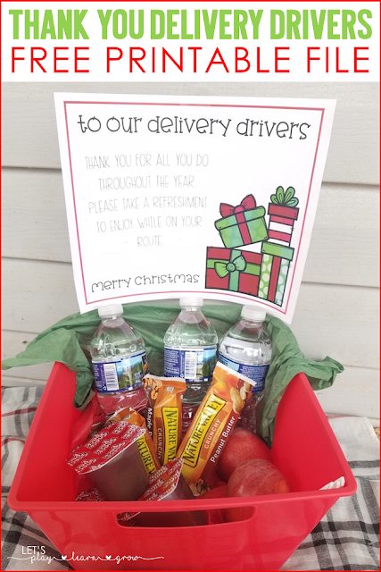 Delivery Driver Snacks Free PRintable | Lets Play.Learn.Grow