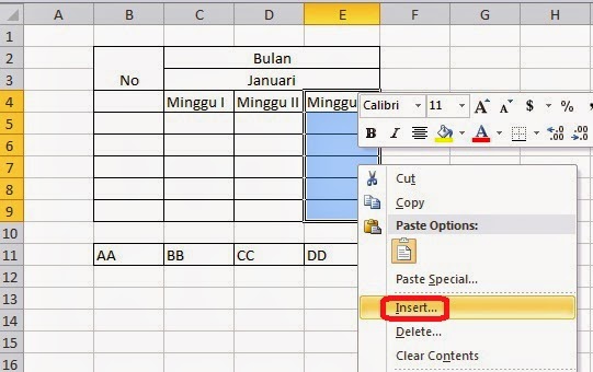 Cara Menyisipkan Kolom Pada Microsoft Excel | Katabah Komarudin Tasdik