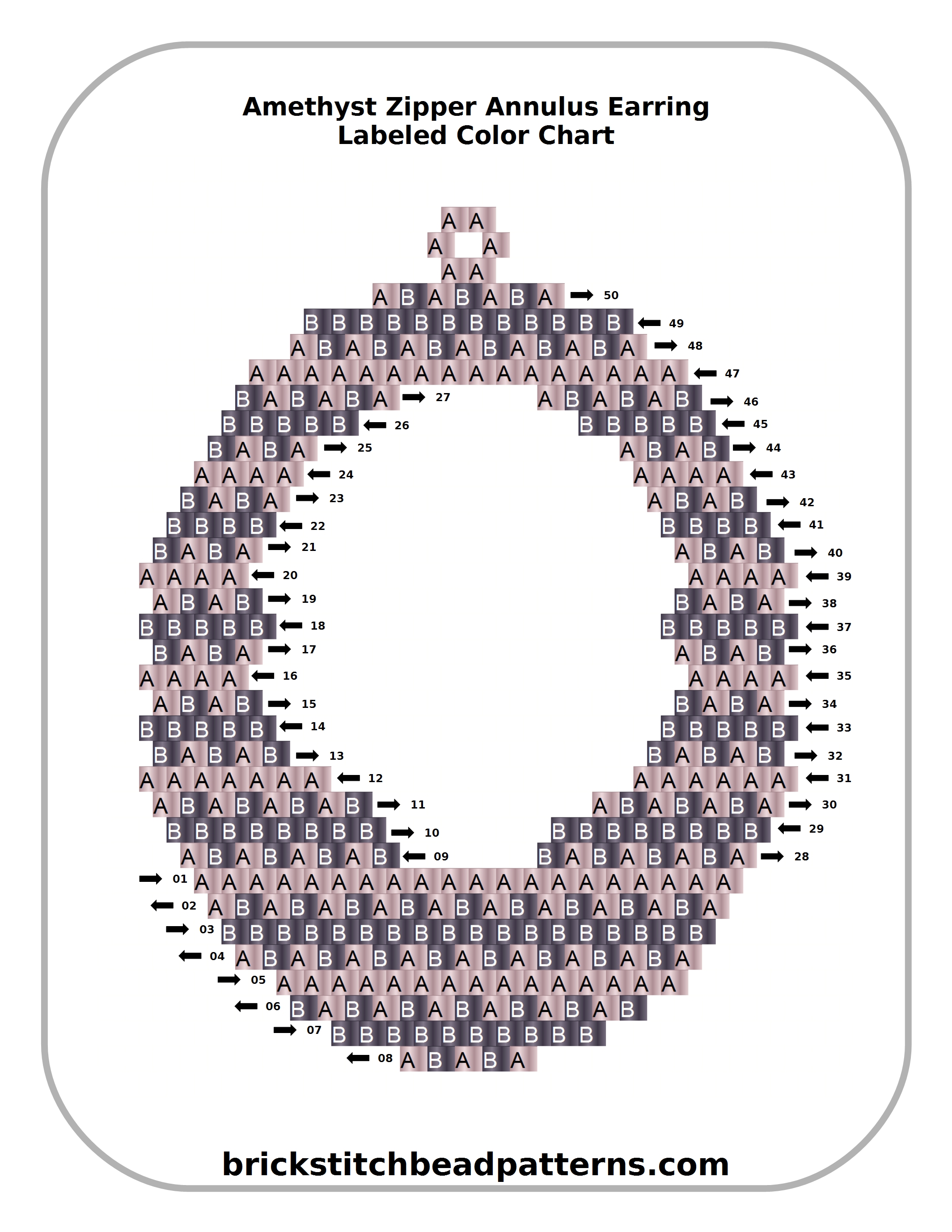 Brick Stitch Bead Patterns Journal: Amethyst Zipper Annulus Earring ...