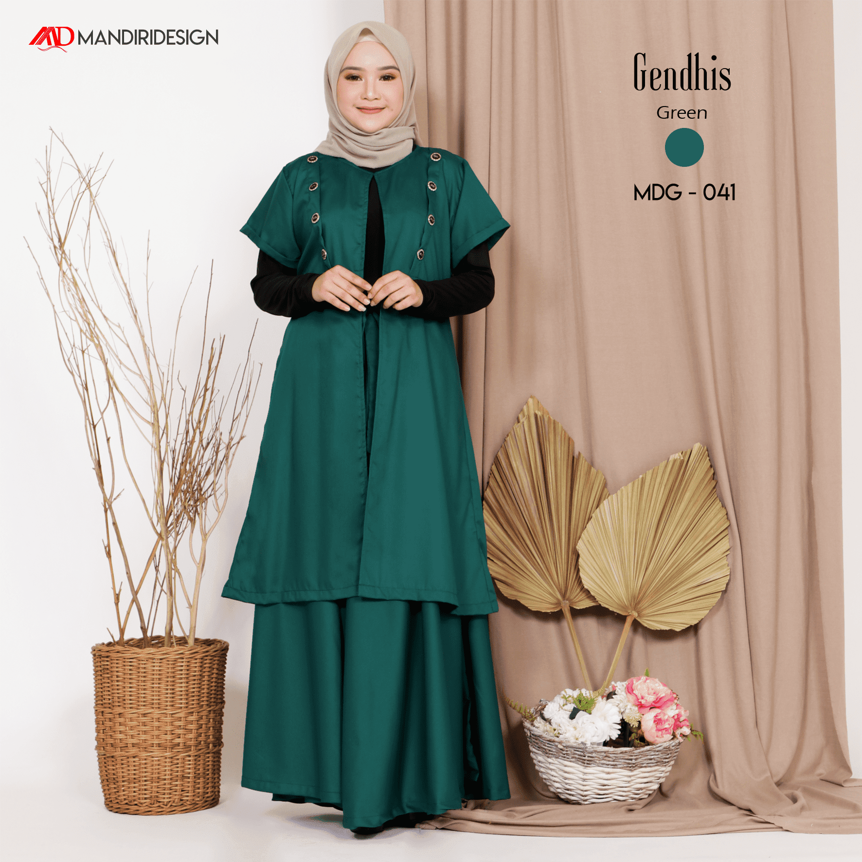 Baju Gamis Dewasa Gendhis Green MDG-041
