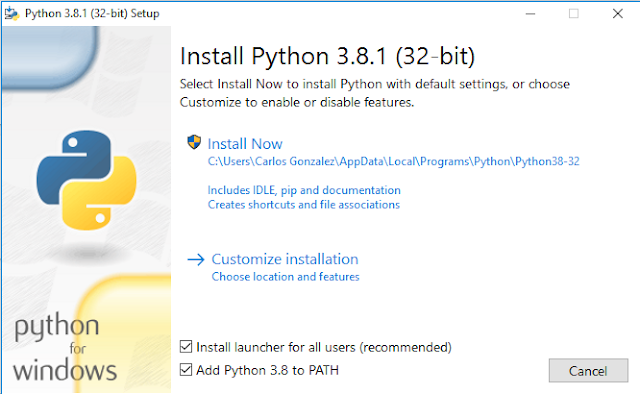 Descargar e Instalar Python 3.8 en Windows 10