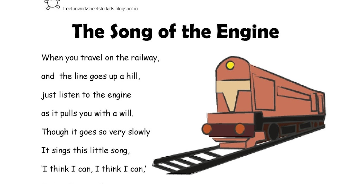 Free Fun Worksheets For Kids: Poem Time - The Song of the Engine