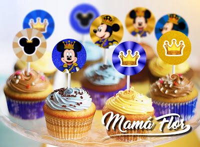Toppers de Mickey Mouse REY - MamaFlor.com
