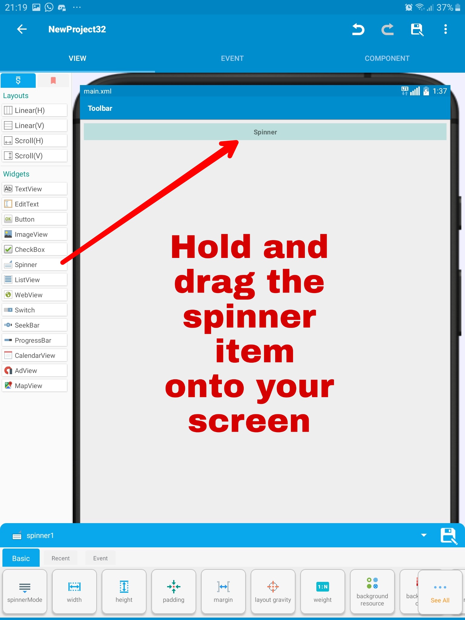 How to create a spinner list in Sketchware
