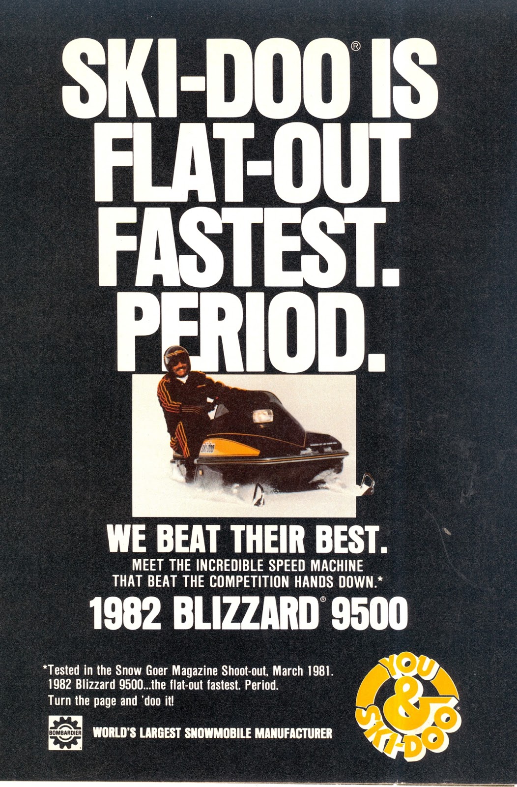 CLASSIC SNOWMOBILES OF THE PAST: 1982 SKI-DOO 9500 BLIZZARD ADVERTISEMENT