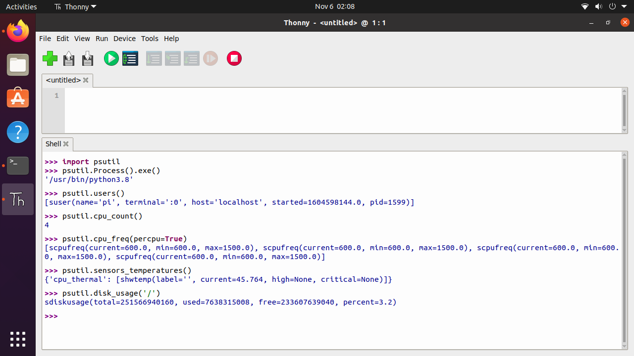 Hello Raspberry Pi: psutil, process and system utilities for Python