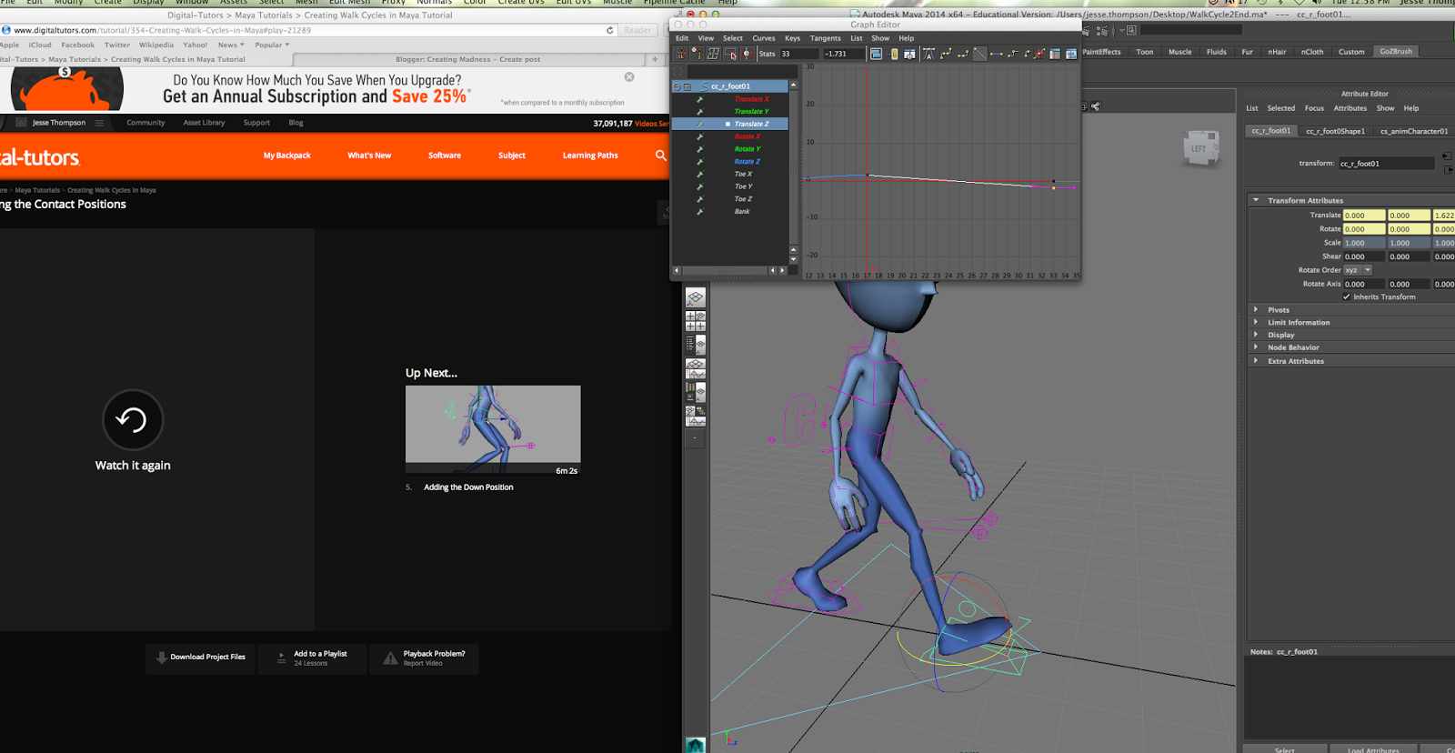 Creating Madness: Creating A Walk Cycle In Maya: Lesson 4