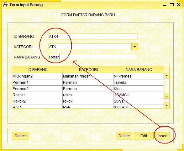Form Input Barang Aplikasi Minimarket Java - MySQL | Panca Blogspot