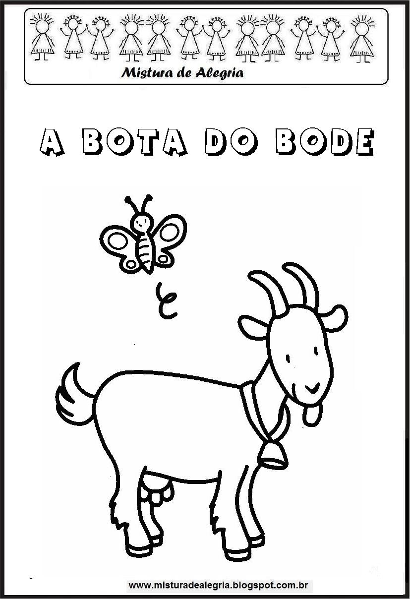 SEQUÊNCIA DIDÁTICA A BOTA DO BODE, IMPRIMIR,COLORIR - Mistura de Alegria