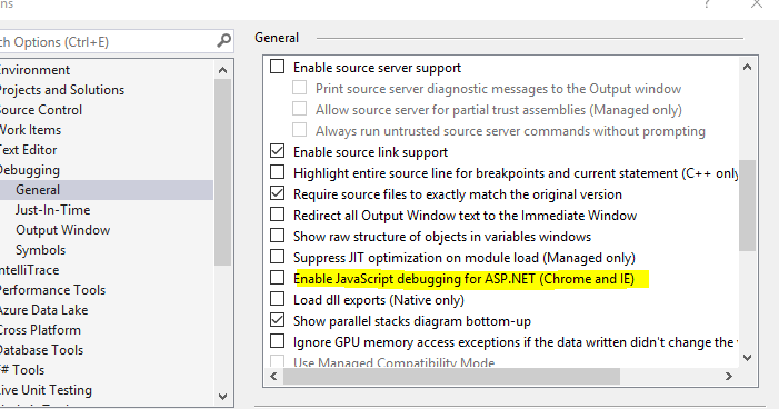 Chrome Script Debugging In Visual Studio Is Enabled Hangs Up