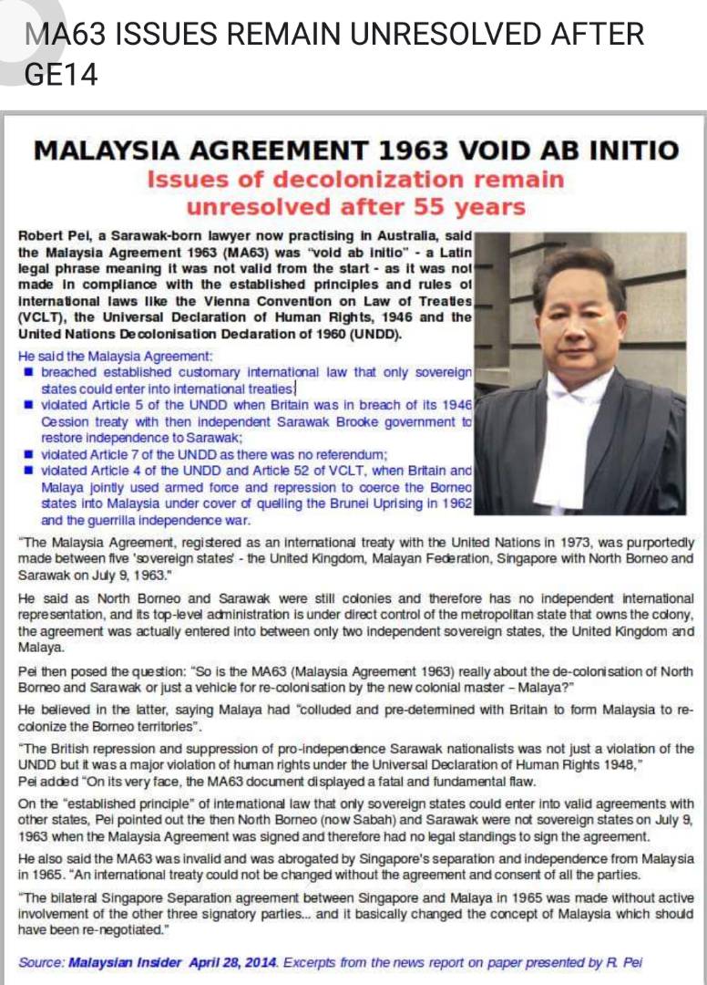 Malaysia Agreement 1963 (MA63) : Valid or Void? - Pengayau Digital