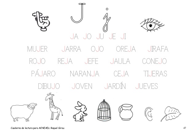 CEIP SANCTI SPIRITUS Educación Infantil : PALABRAS CON LA LETRA J