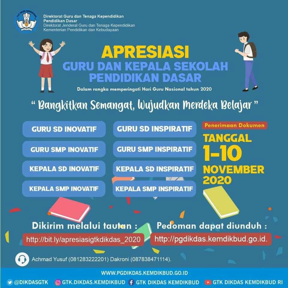 APRESIASI GURU DAN KEPALA SEKOLAH PENDIDIKAN DASAR TAHUN 2020 - CecepGaos.Com