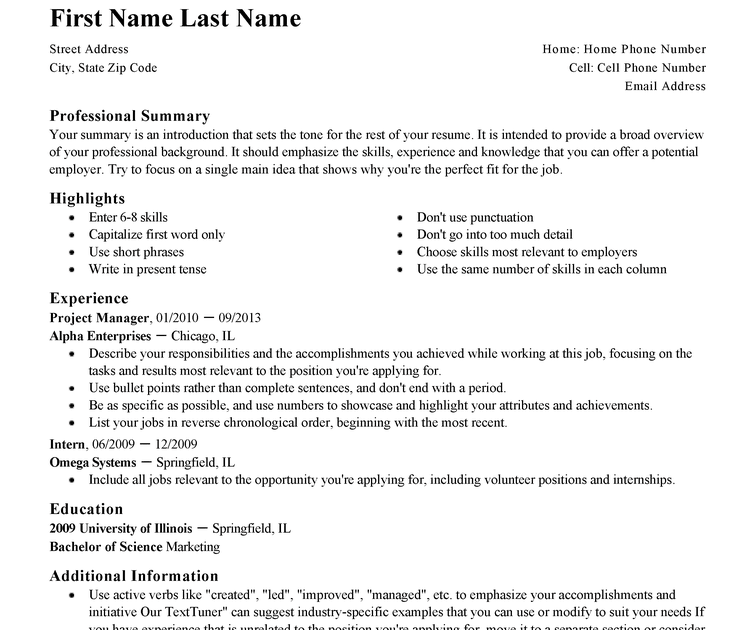 Standard Resume Layout ~ Resume Letter