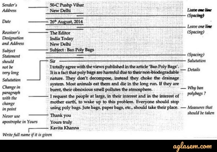 Formal Letter Format For Class 7 - Birthday Letter