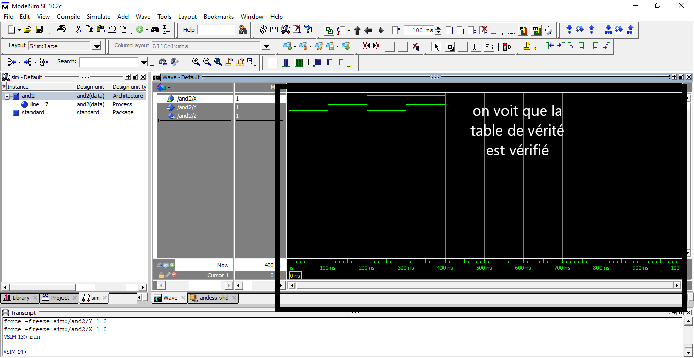 language VHDL/simulation modelsim débutants - Get formed to perform