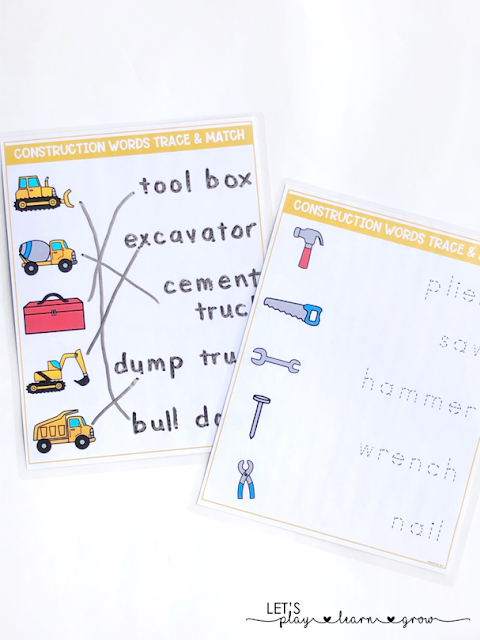 Construction Theme Activity Binder | Lets Play.Learn.Grow