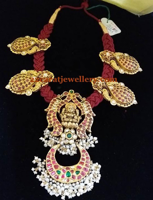 Thread Necklace with Antique Peacock Clasps - Jewellery Designs