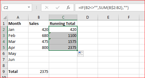 Microsoft Excel Tutorial-How To Create Running Total ~ NairaPoint Tech Blog