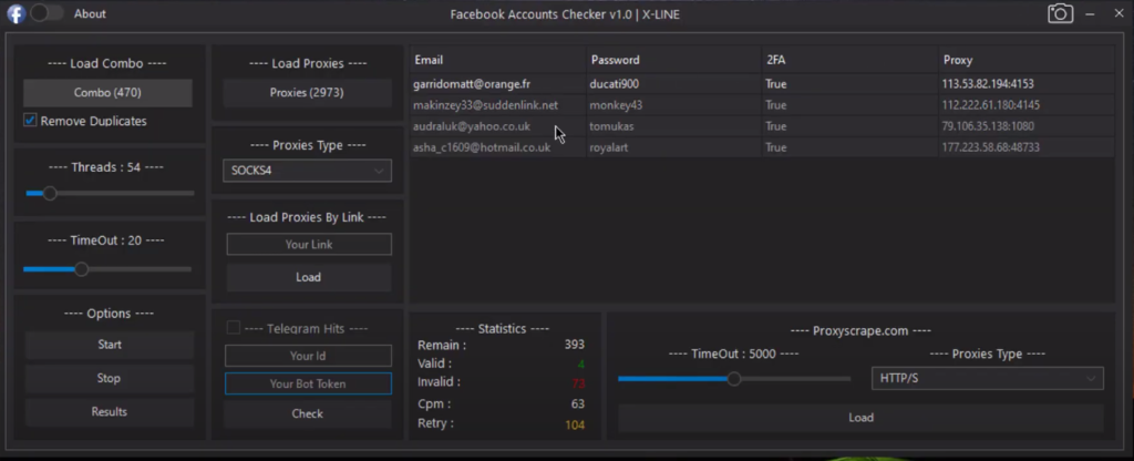 FACEBOOK ACCOUNTS CHECKER BY X-LINE V0.1 - Combo List - Combolist