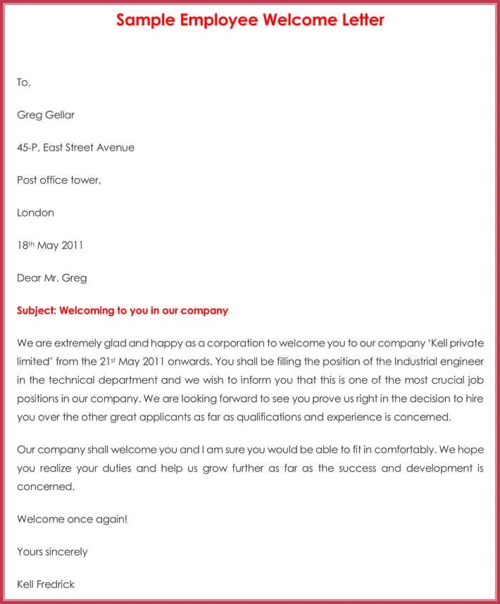 Welcome Letter Template ~ Resume Letter