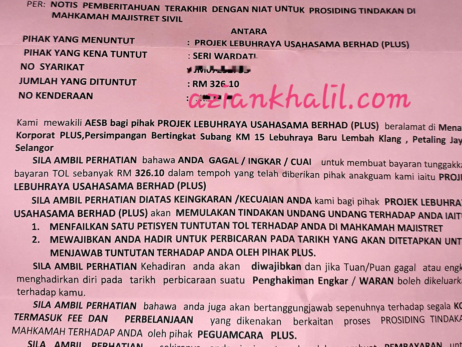 aziankhalil.com: Surat merah yang mendebarkan