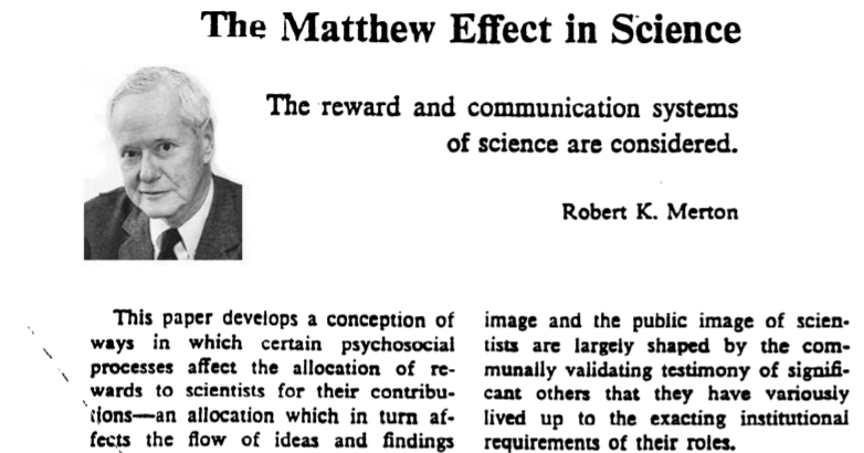 vox médica : From the Archives: The Matthew Effect in Science