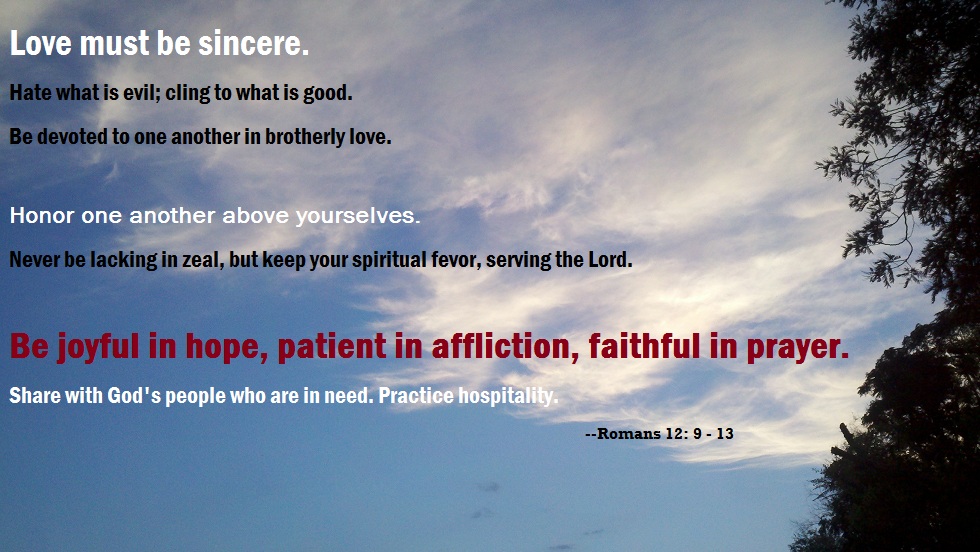 Sarah House 365: Honor one another above yourselves: Roman's 12:9-13