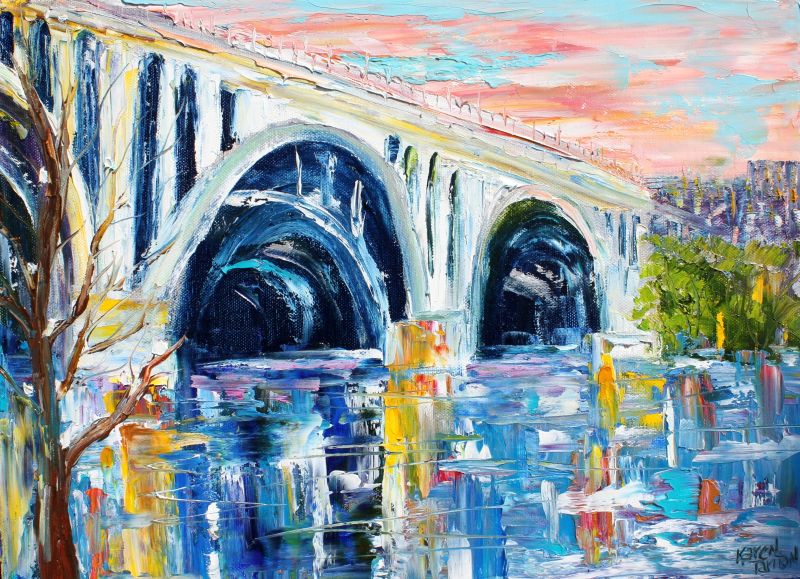Karen Tarlton: Original oil painting Blue Heron and Key Bridge palette ...