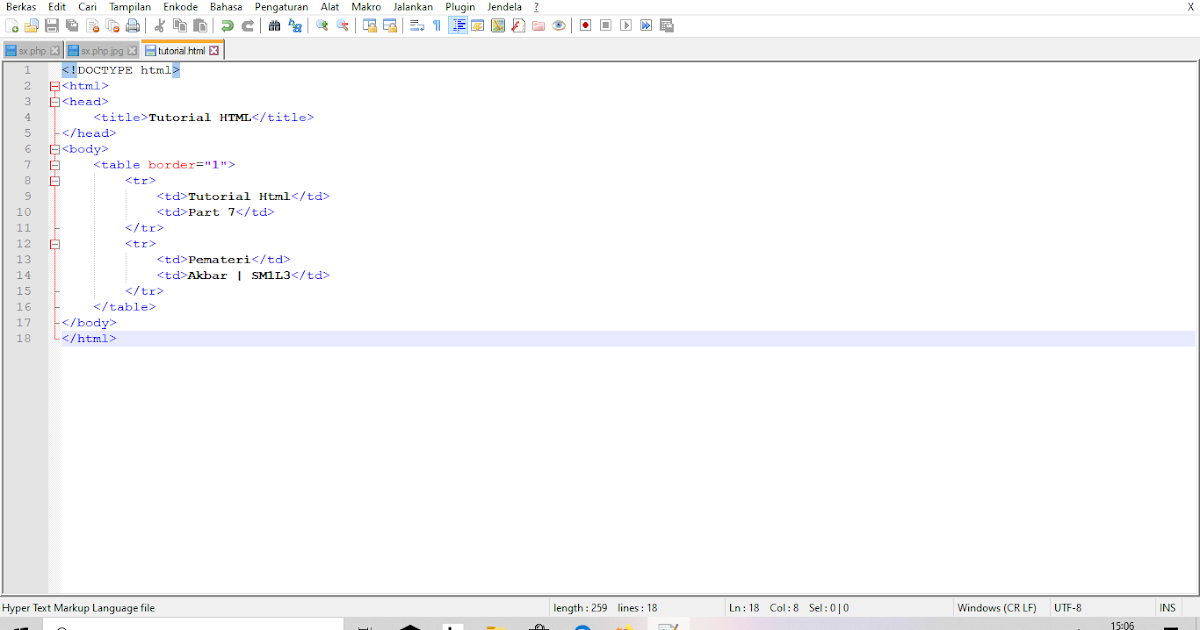 BELAJAR HTML | Membuat Tabel #7