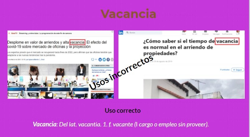 Uso correcto de vacancia