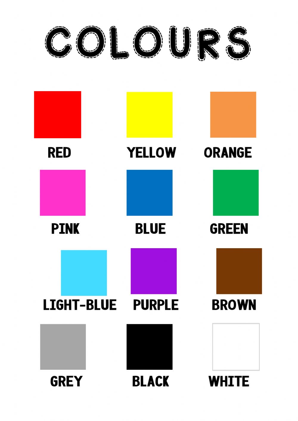 WE SPEAK ENGLISH TOO: COLOURS