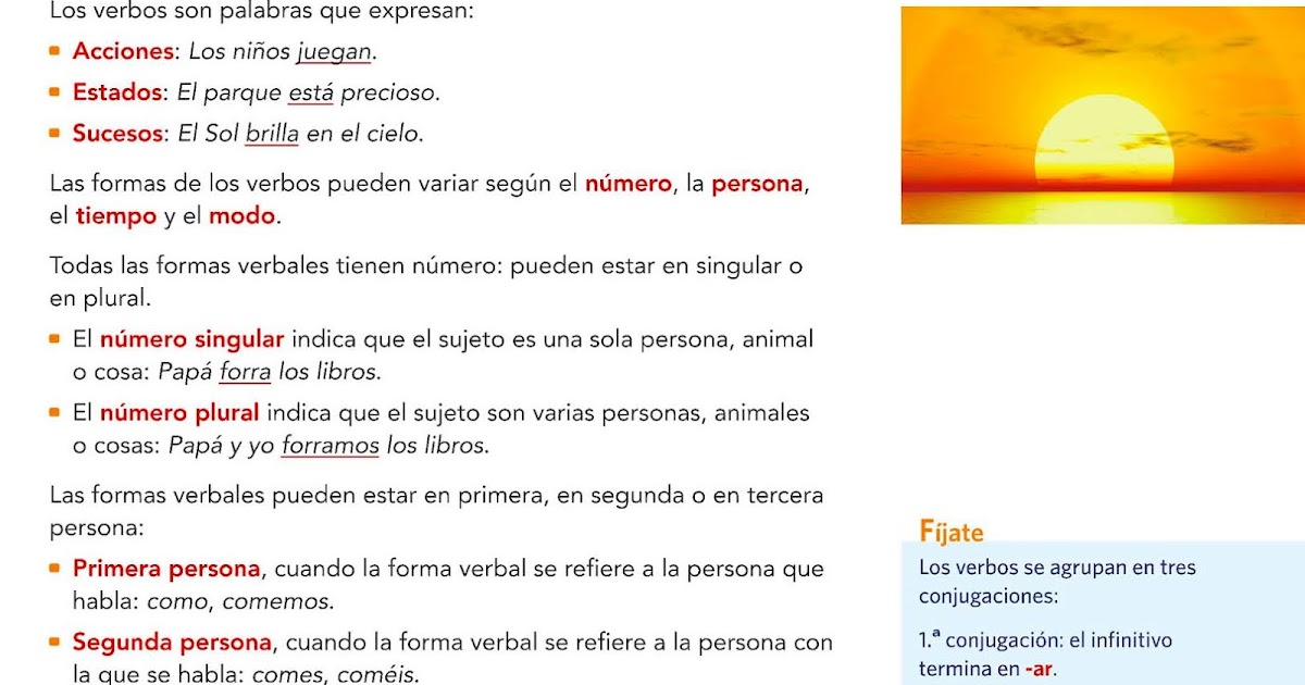 5º CEO Enlaces Lengua: UNIDAD 9: El verbo: número y persona. Uso de la ...