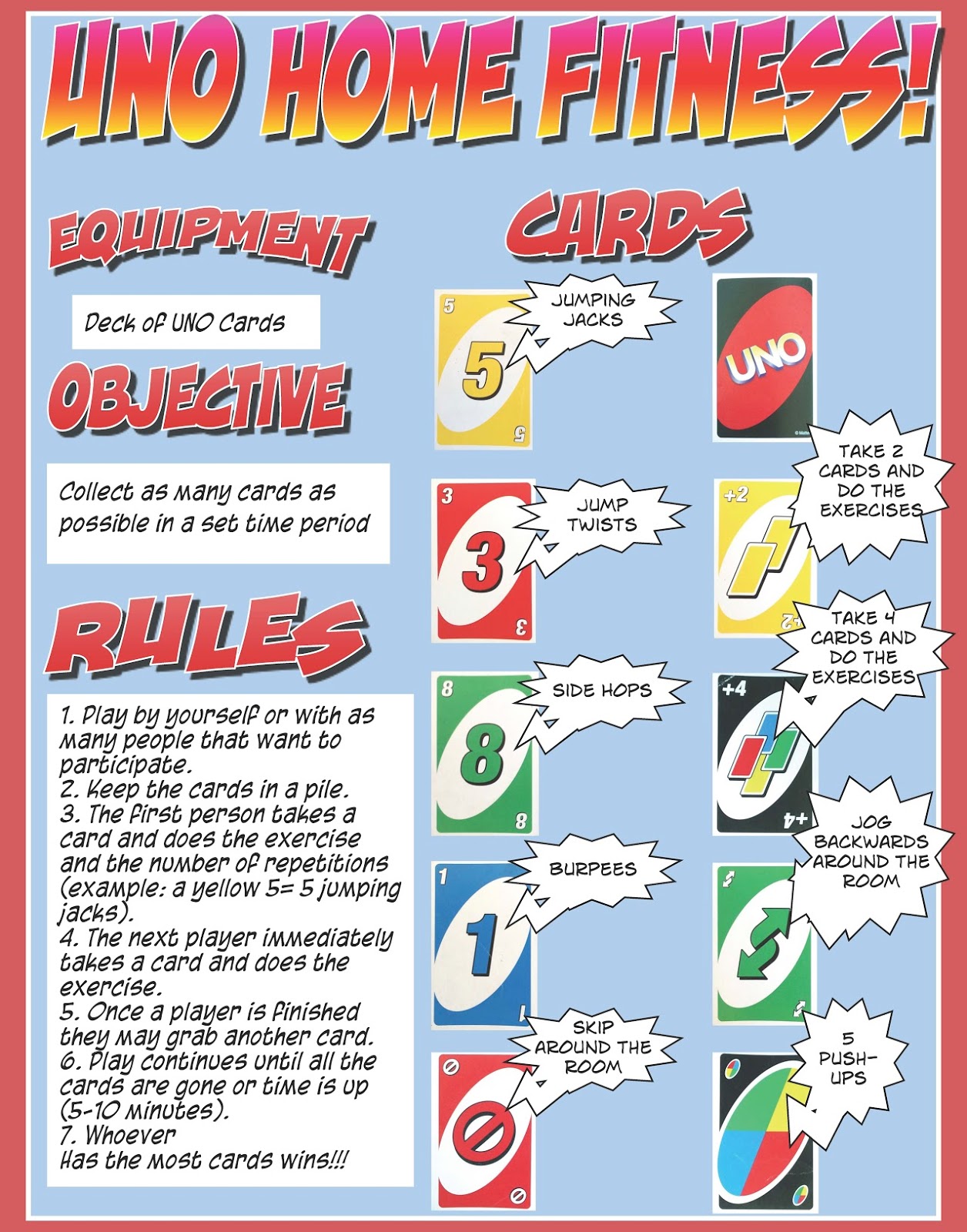 Kids Summer Bucket List : Kids Uno Card Game Home Fitness