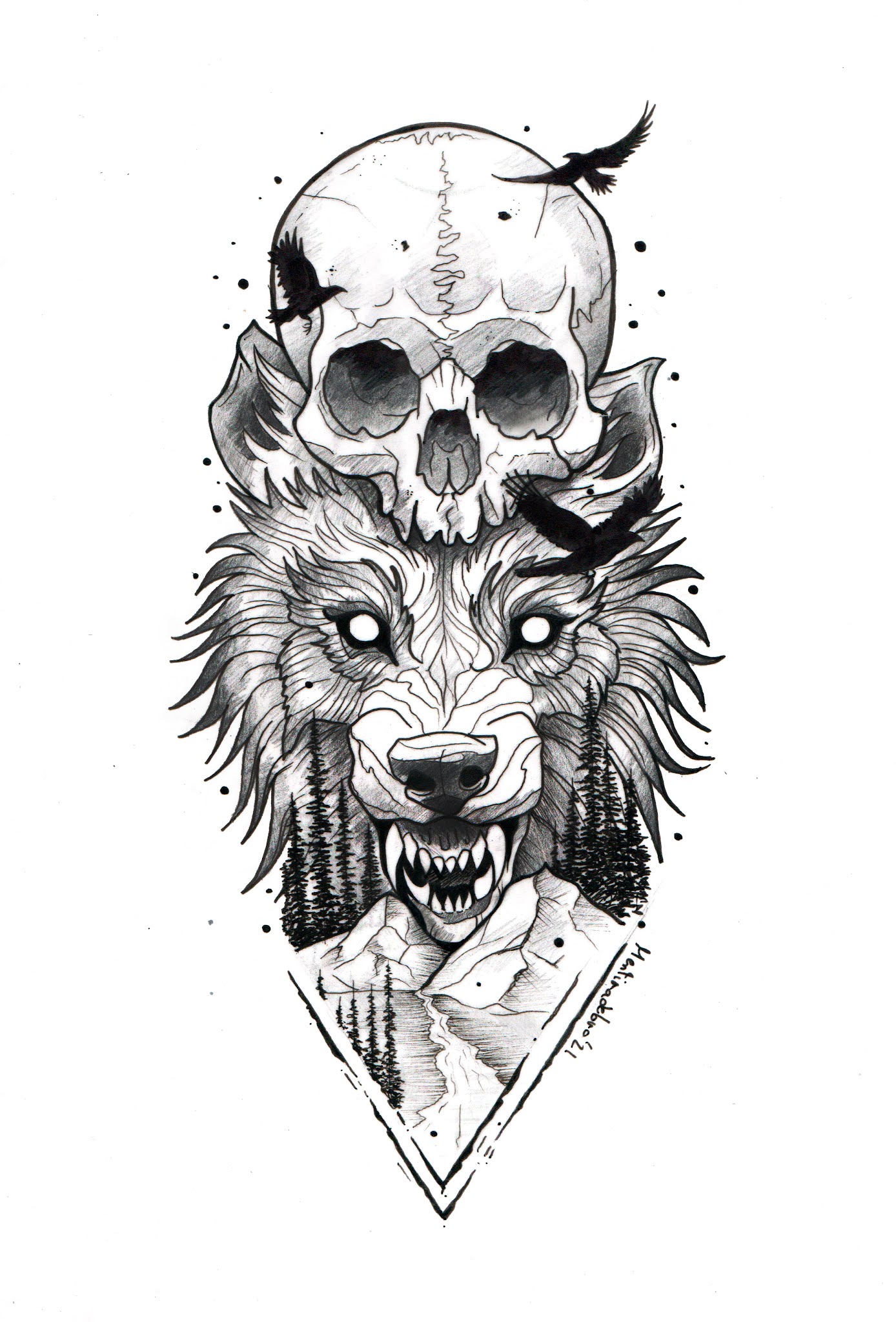 Wolf Skeleton Tattoo