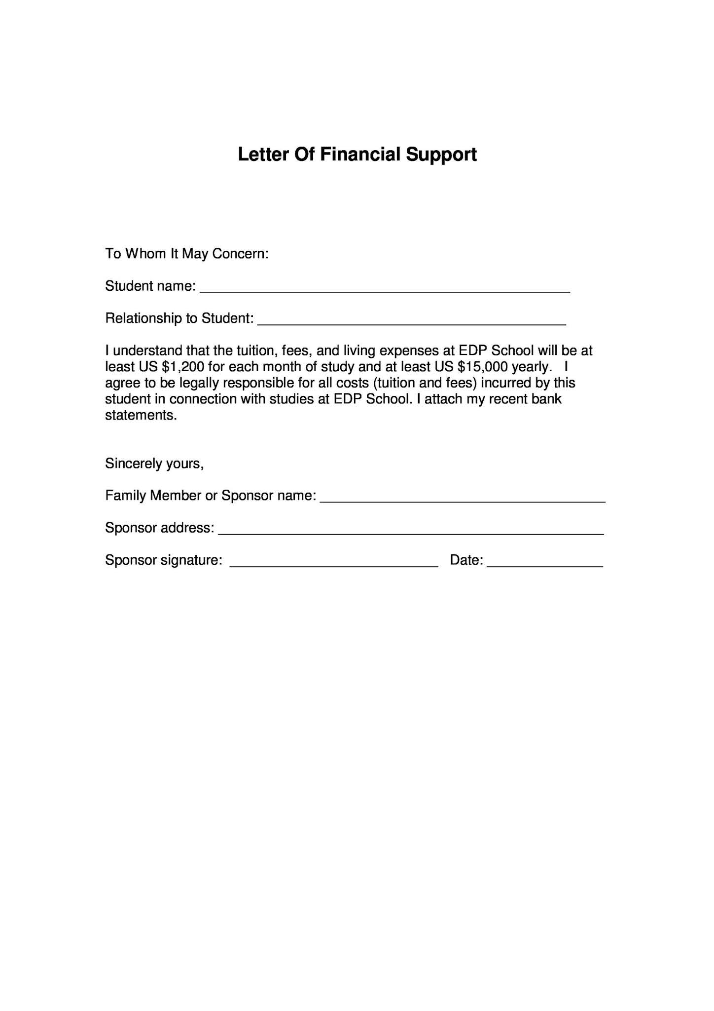 Sample Letter Of Financial Support To A Family Member ~ Thankyou Letter