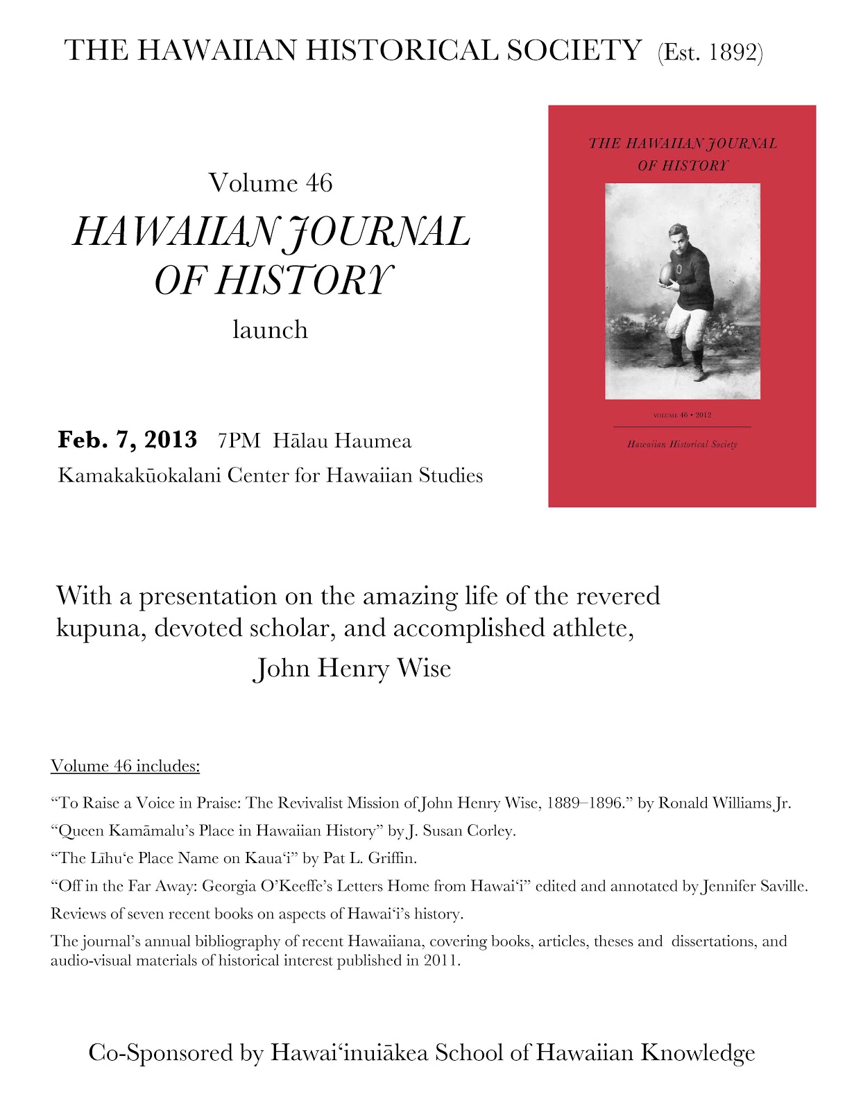 History is...: Volume 46 - The Hawaiian Journal of History launch