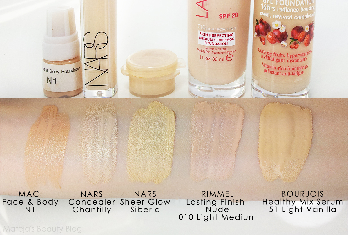 Rimmel Lasting Finish Nude Foundation 010 Light Porcelain plus NARS ...